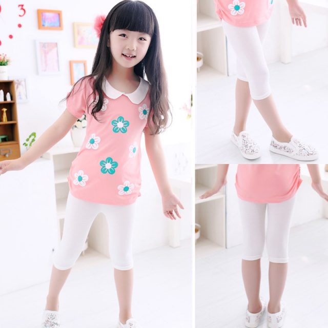 Girl's Plain Spandex Pants with Elastic Waist - Kid Pipe