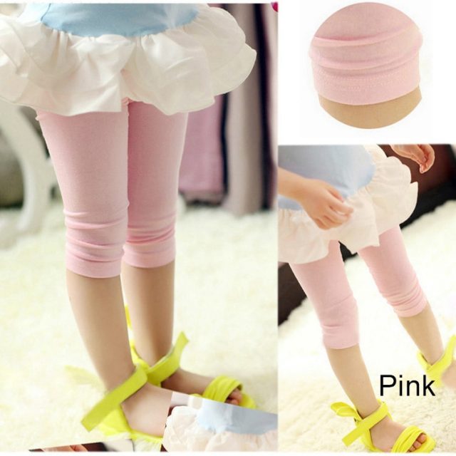 Girl's Plain Spandex Pants with Elastic Waist - Kid Pipe