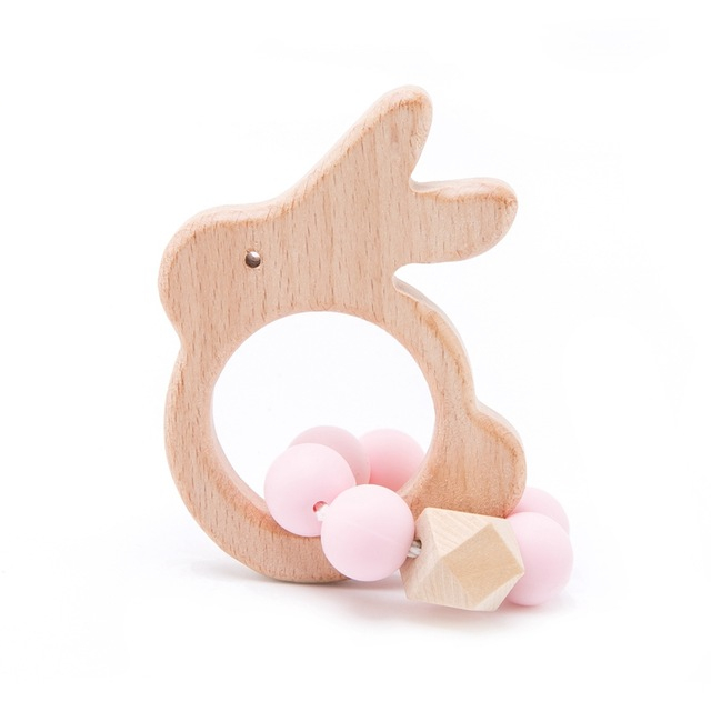 Animal Shaped Wooden and Silicone Teething Toy - Kid Pipe