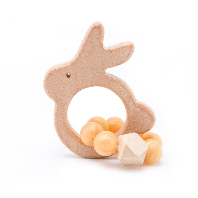 Animal Shaped Wooden and Silicone Teething Toy - Kid Pipe