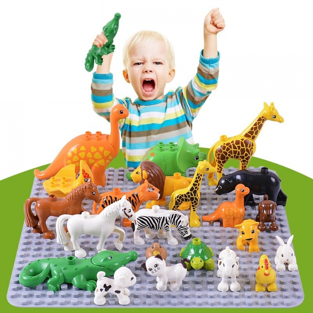 Construction animals building blocks, figures, dinosaurs, crocodile ...